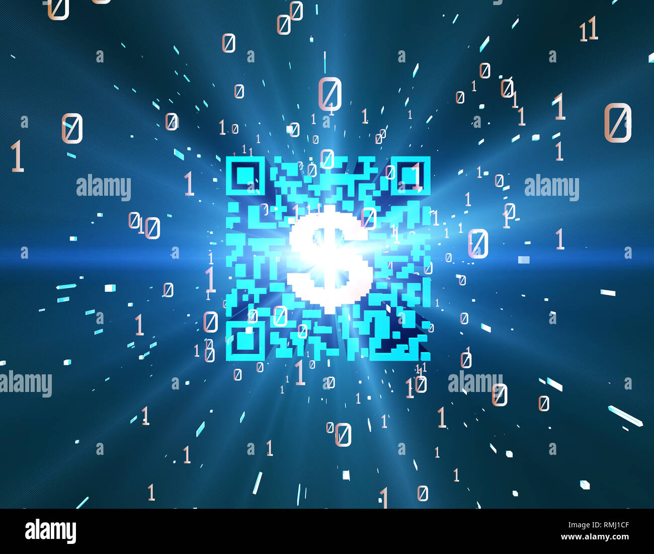Technological data QR code and USD, data identification Stock Photo - Alamy