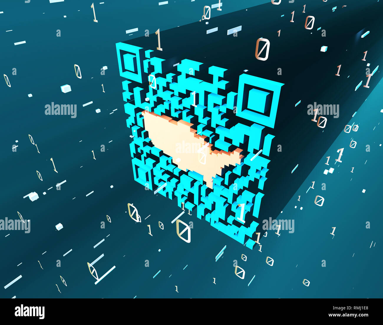 Technological data QR code and US map, data identification Stock Photo ...