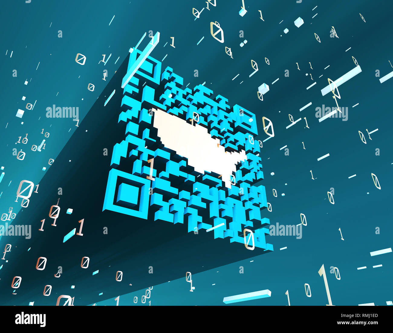 Technological data QR code and US map, data identification Stock Photo ...
