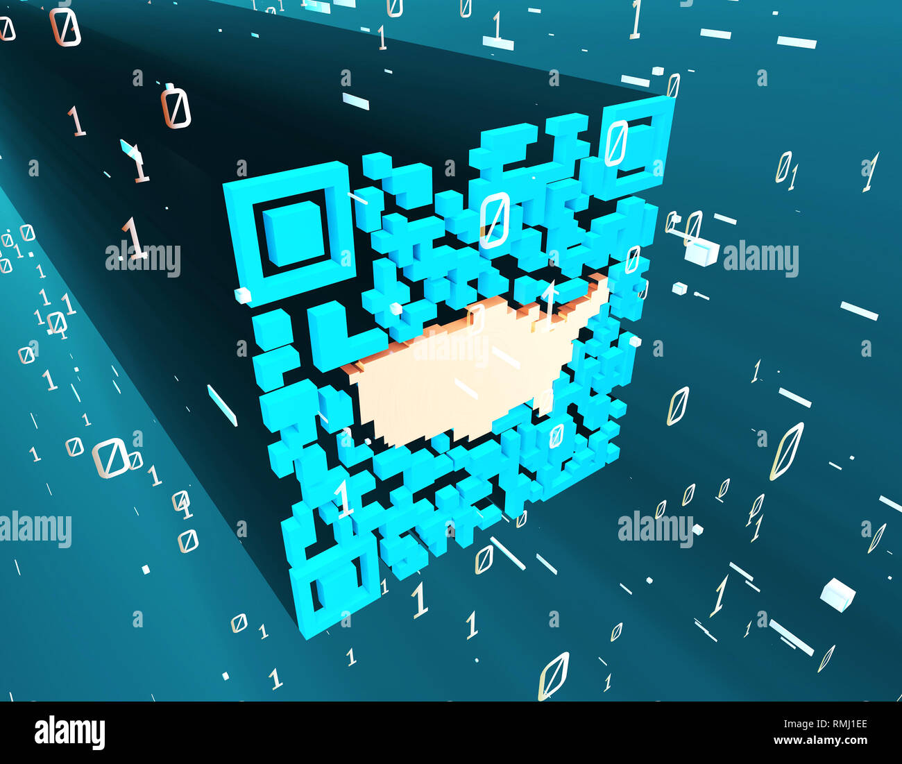 Technological data QR code and US map, data identification Stock Photo ...