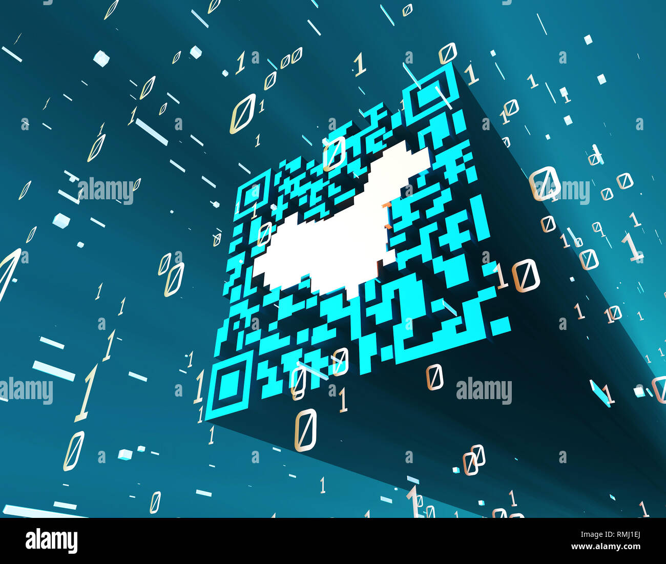 Technological data QR code and China map, data identification Stock ...
