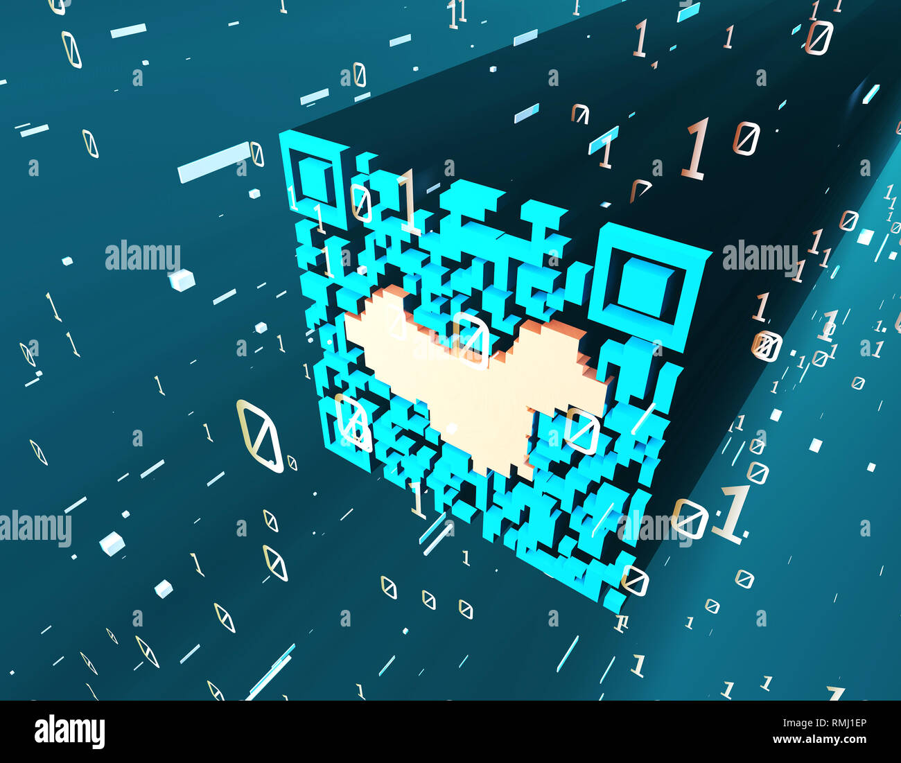 Technological data QR code and China map, data identification Stock ...