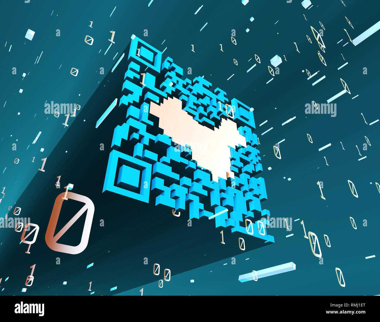 Technological data QR code and China map, data identification Stock ...