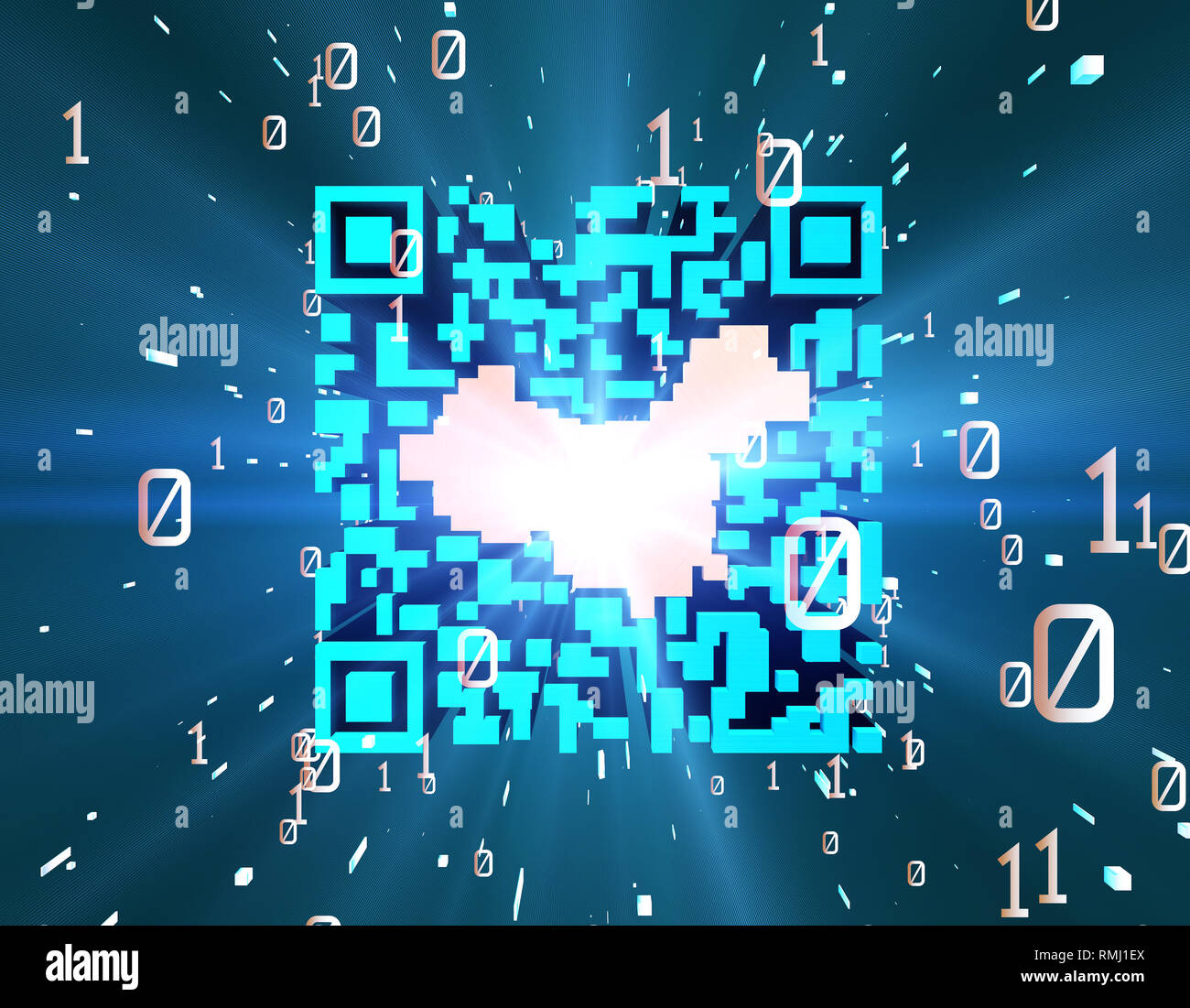 Technological data QR code and China map, data identification Stock ...