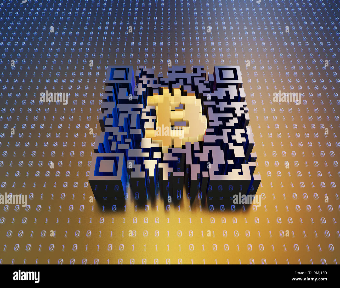 Technical data QR code and Bitcoin, data identification Stock Photo - Alamy