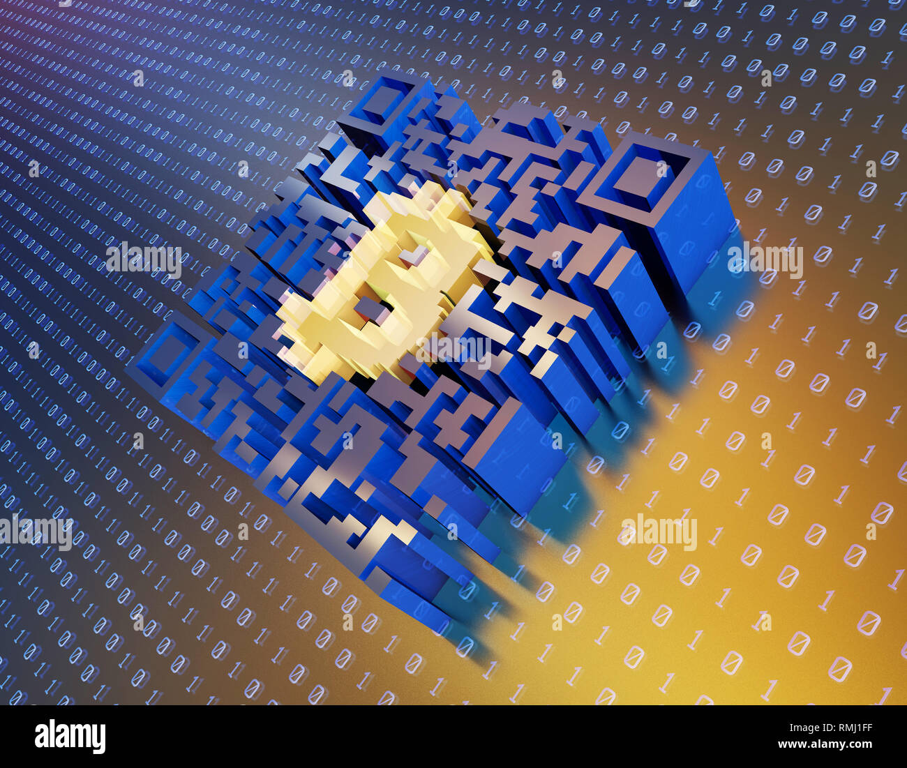 Technical data QR code and Bitcoin, data identification Stock Photo - Alamy