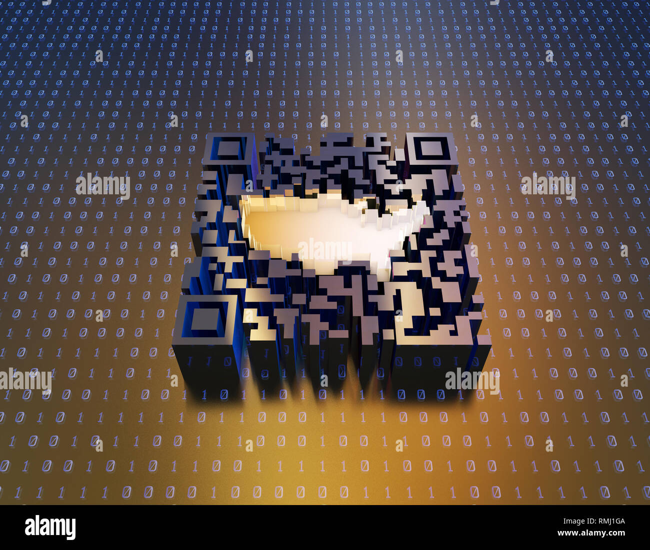 Technological data QR code and US map, data identification Stock Photo ...