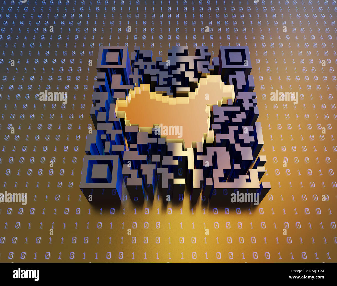 Technological data QR code and China map, data identification Stock ...