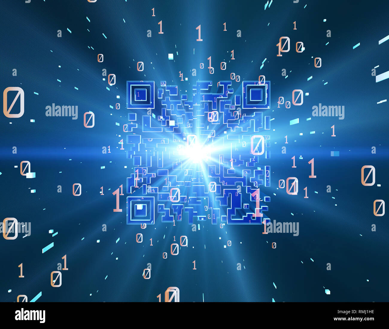 Technology data QR code and data transmission, network technology Stock ...