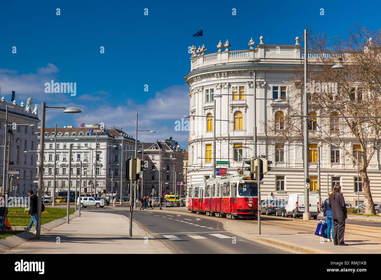 VIENNA, AUSTRIA - APRIL, 2018: Rennweg street and the beautiful ...