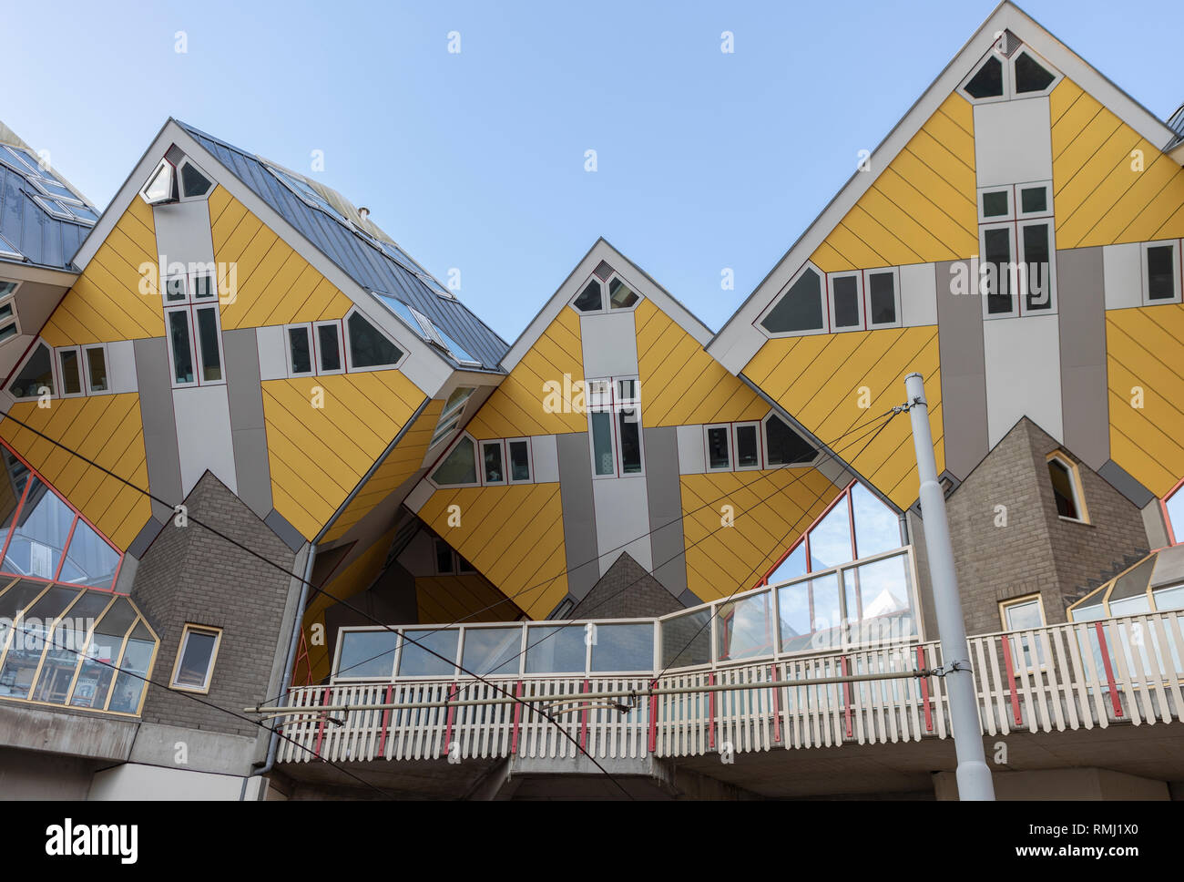 Looking up to the famous tilted cube houses in Rotterdam, The ...