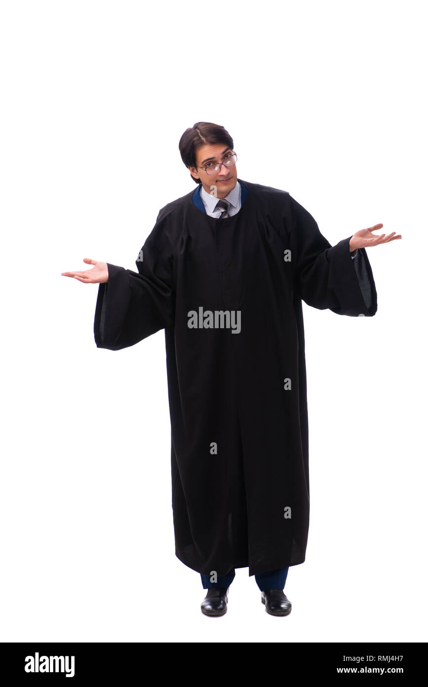 Young handsome judge isolated on white Stock Photo - Alamy