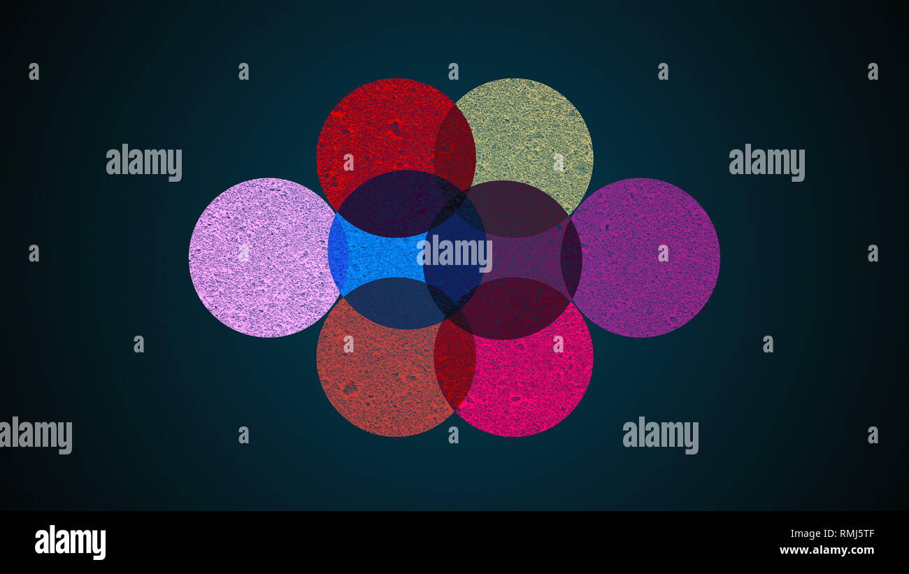 Multiple shape circles, mixing of different colors, searchlight effect ...