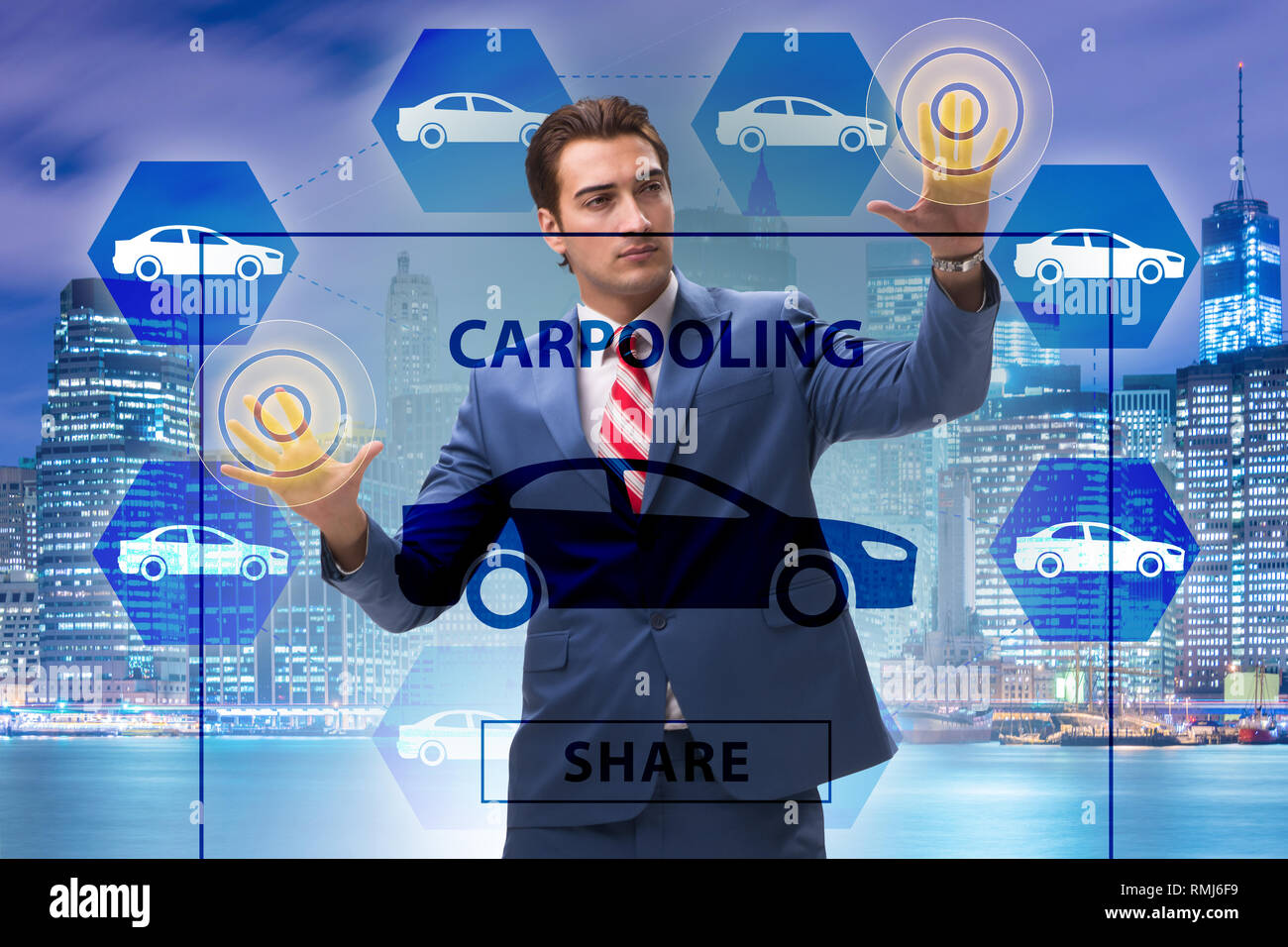 Businessman in carpooling and carsharing concept Stock Photo - Alamy
