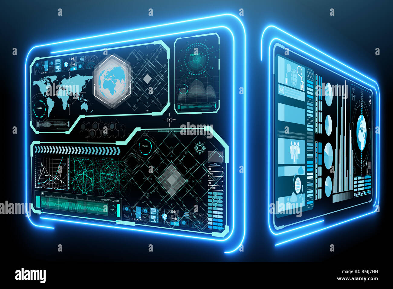 Abstract Data Room With Futuristic Design - 3d Rendering Stock Photo