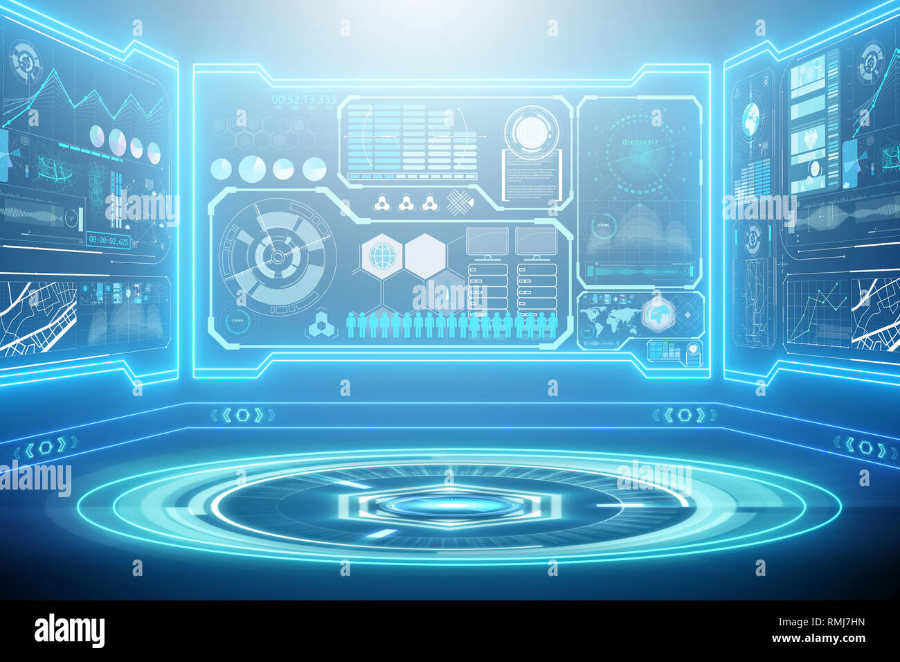 Abstract data room with futuristic design - 3d rendering Stock Photo ...