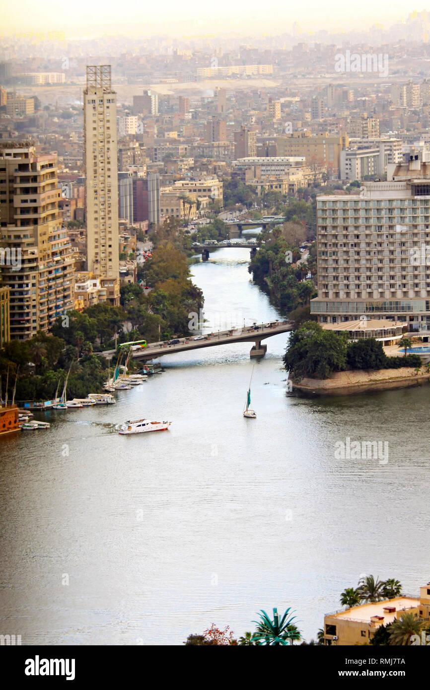Aerial view of Nile river delta in Cairo Stock Photo - Alamy