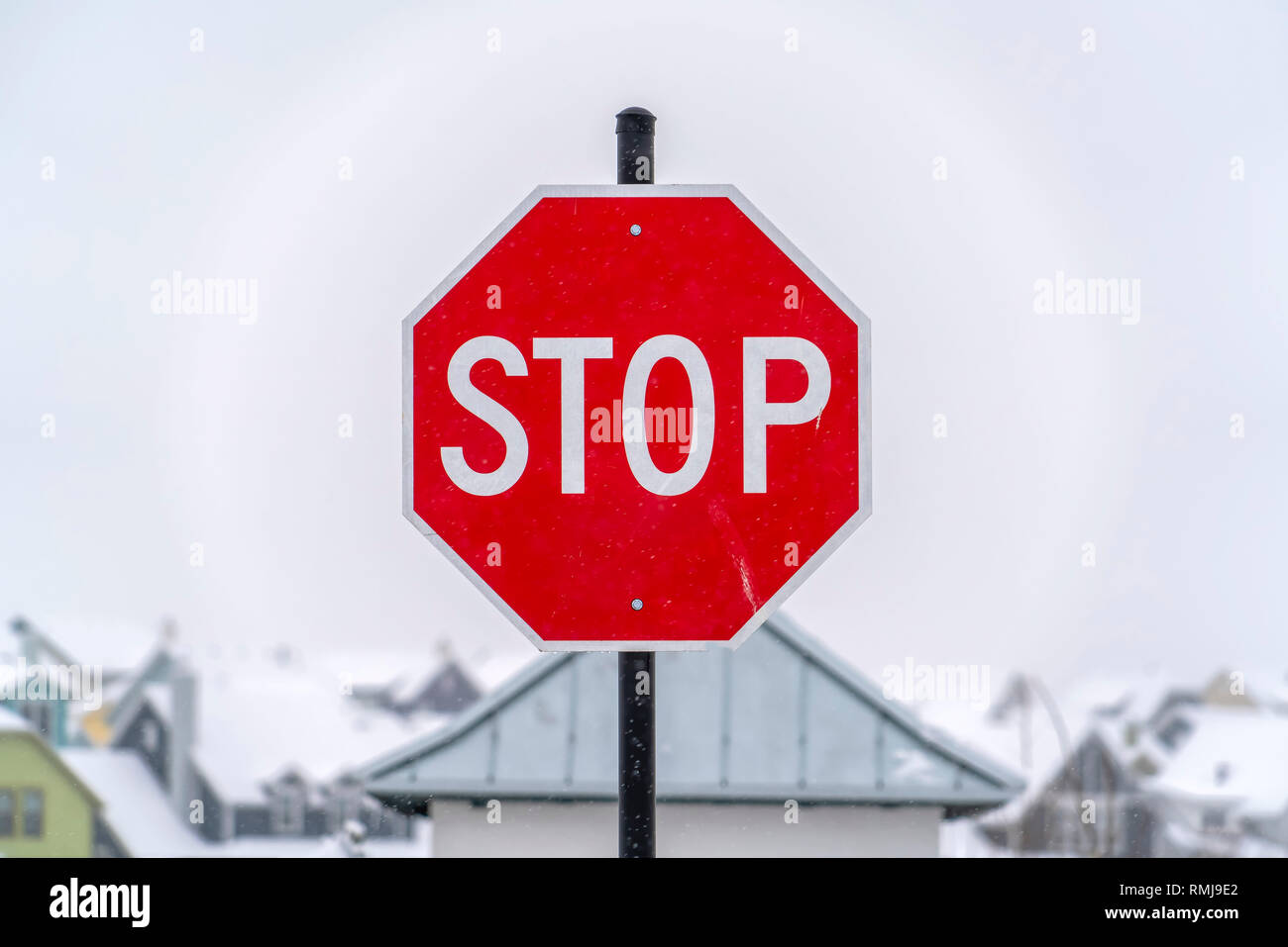 Stop sign against homes and sky in Daybreak Utah Stock Photo - Alamy