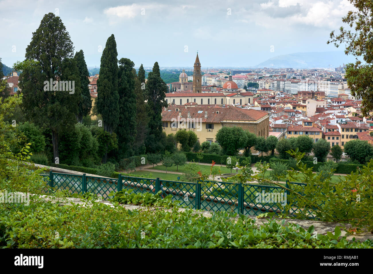 Florence, Italy. View of the city from the Boboli Gardens of the Pitti ...