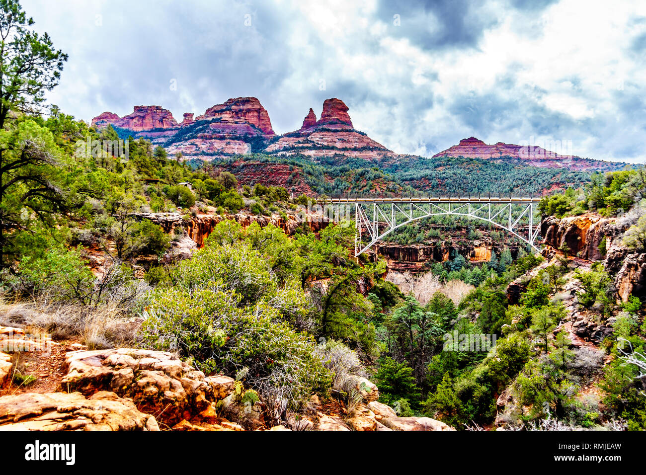 The steel structure of Midgely Bridge on Arizona SR89A between Sedona ...