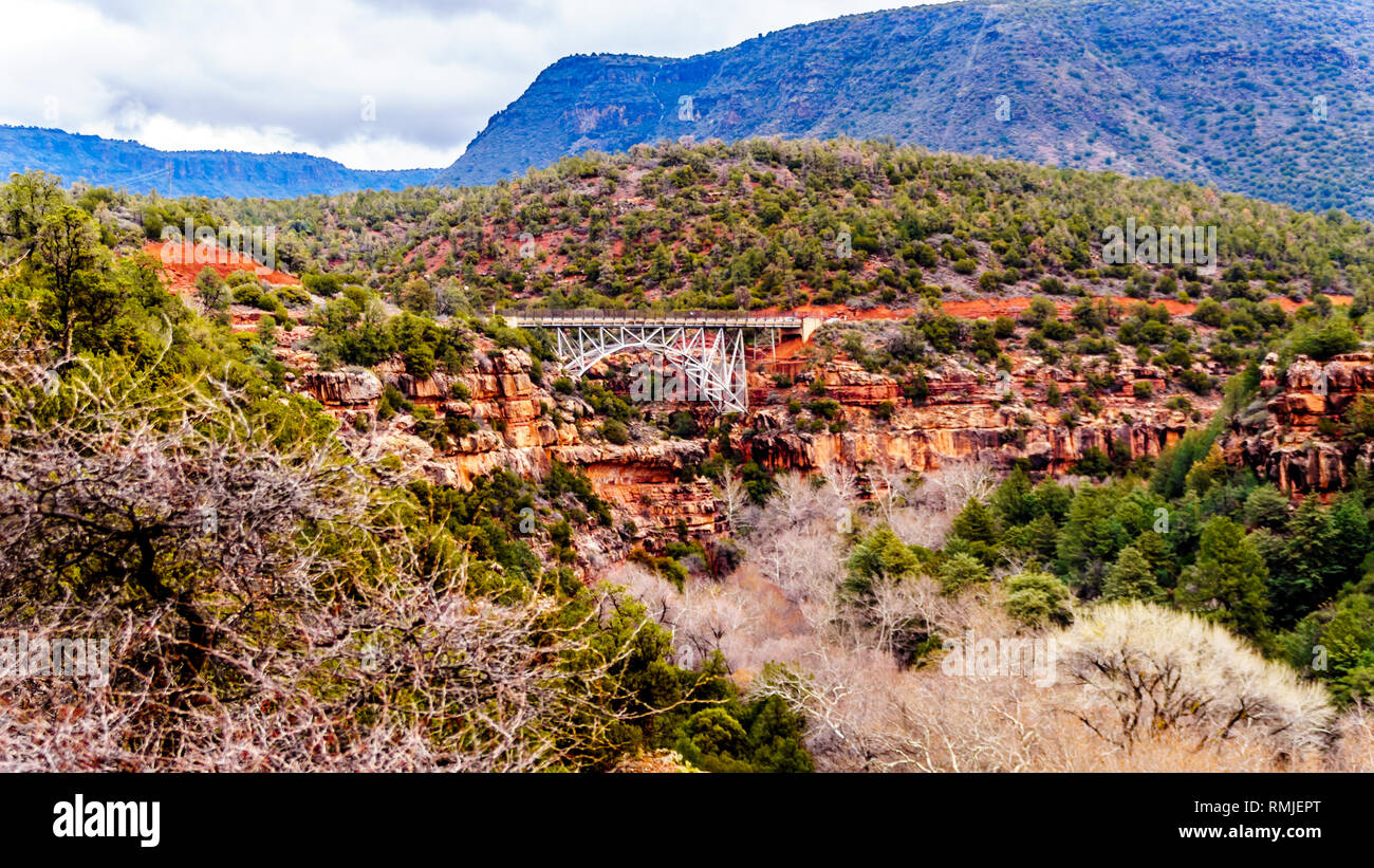 The steel structure of Midgely Bridge on Arizona SR89A between Sedona ...