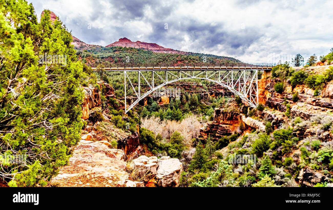 The steel structure of Midgely Bridge on Arizona SR89A between Sedona ...