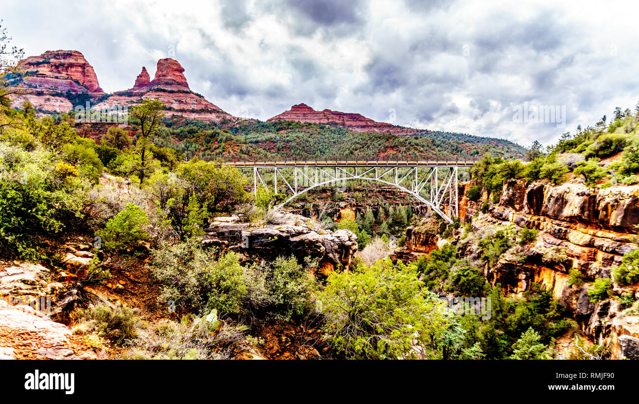 The steel structure of Midgely Bridge on Arizona SR89A between Sedona ...