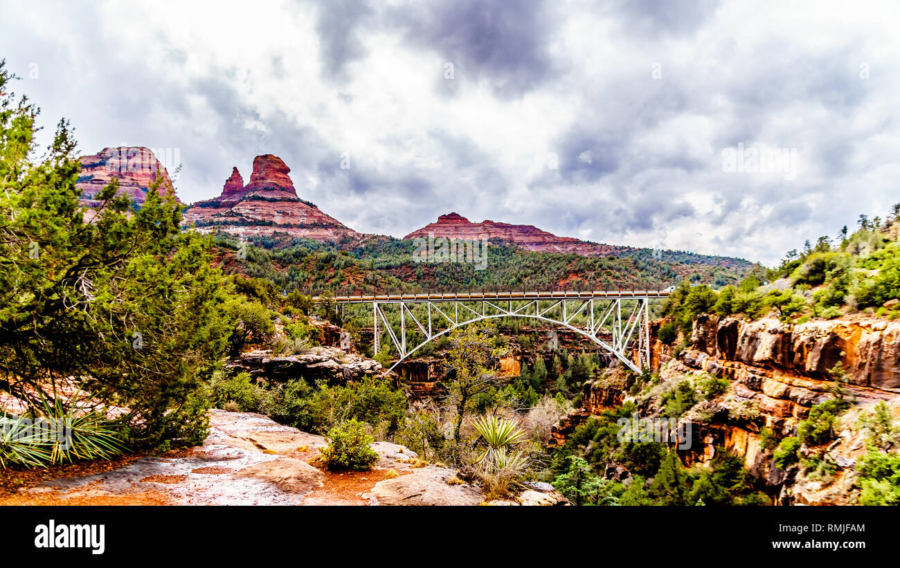 The steel structure of Midgely Bridge on Arizona SR89A between Sedona ...
