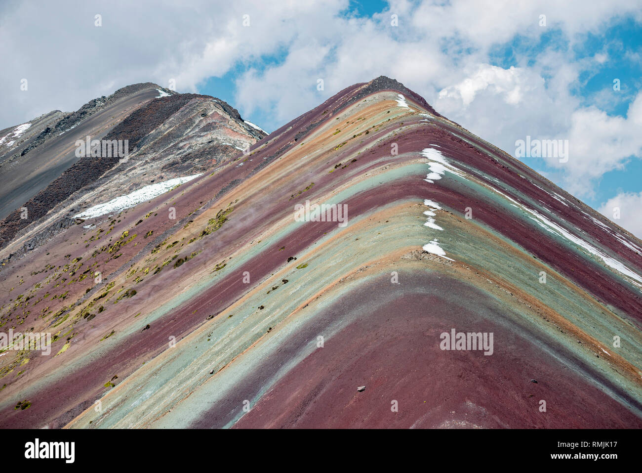 striped ridge on Rainbow mountain in Peru by daytime Stock Photo - Alamy