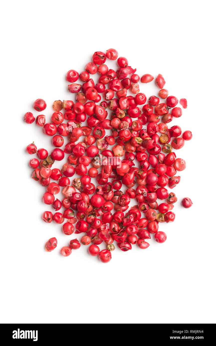 Dried pink peppercorn isolated on white background Stock Photo - Alamy