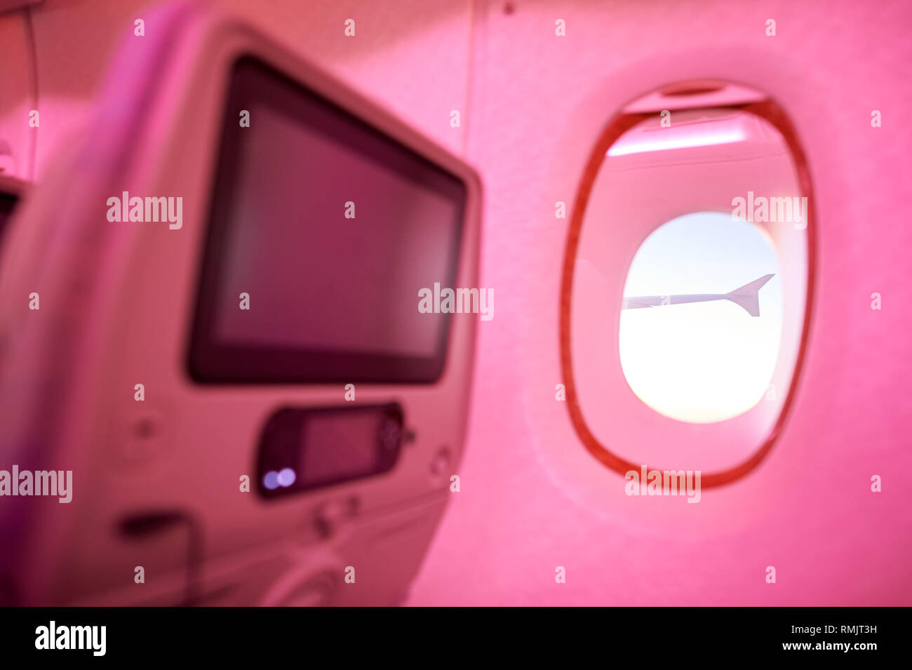 HONG KONG - MARCH 09, 2015: inside of Emirates Airbus A380. The Airbus ...