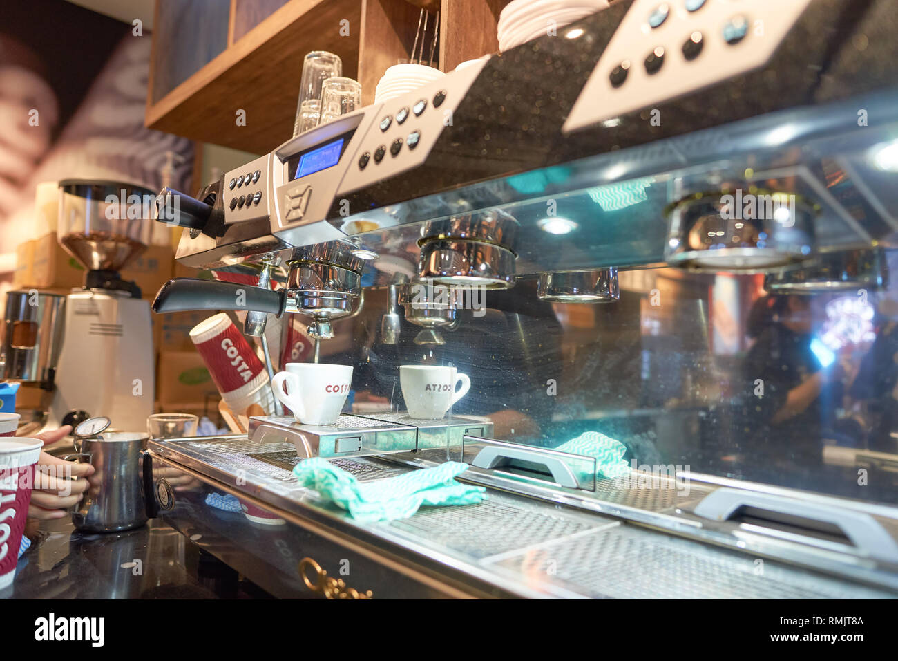 SHENZHEN, CHINA - CIRCA MAY, 2016: inside of Costa Coffee. Costa Coffee ...