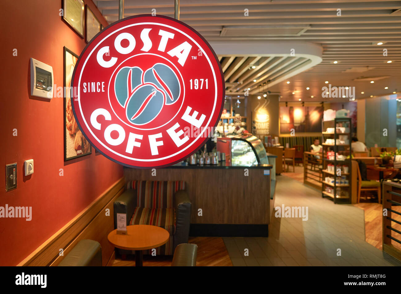 SHENZHEN, CHINA - CIRCA MAY, 2016: interior of Costa Coffee. Costa ...