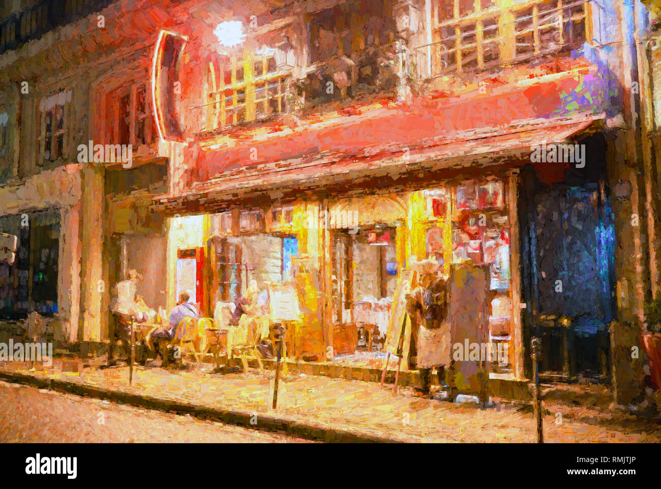 A cafe in Paris at night time Stock Photo - Alamy