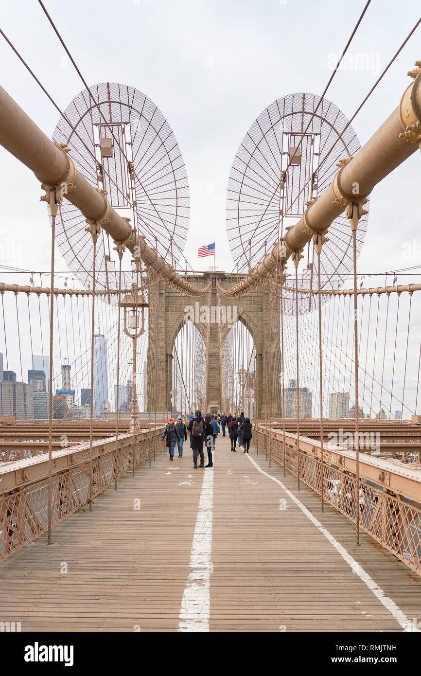 NEW YORK - CIRCA MARCH, 2016: view from the pedestrian walkway of the ...