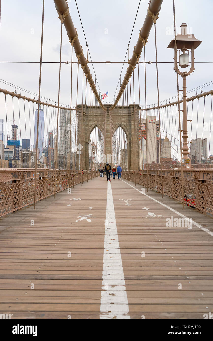 NEW YORK - CIRCA MARCH, 2016: view from the pedestrian walkway of the ...