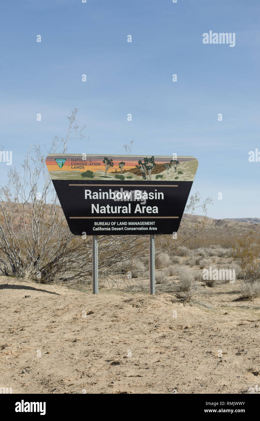 Rainbow Basin Natural Area entrance and sign Stock Photo - Alamy