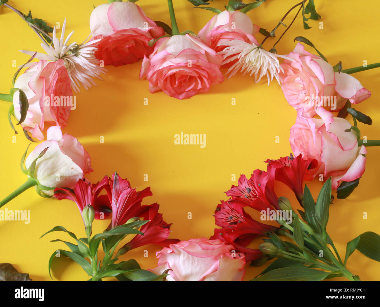 Flower arrangement with cute writing on a heart Stock Photo - Alamy