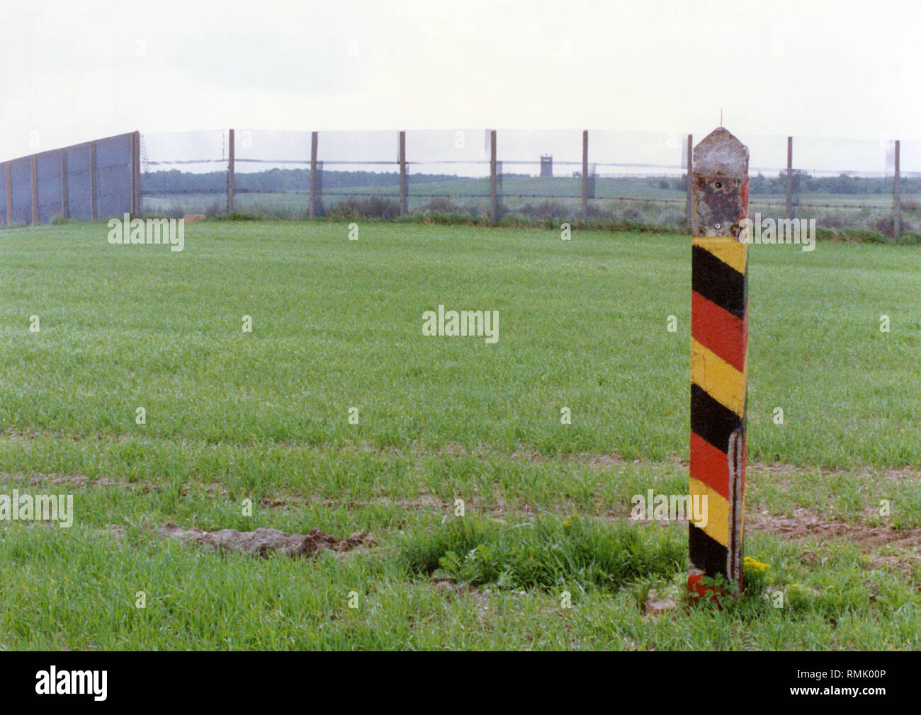 View of still standing GDR border barriers on the inner German border ...