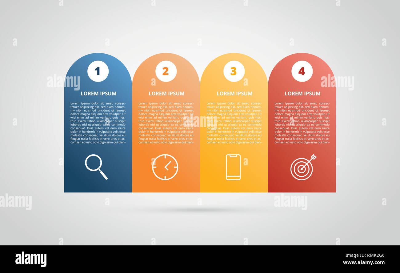 infographic 4 step process horizontal for business step - vector ...