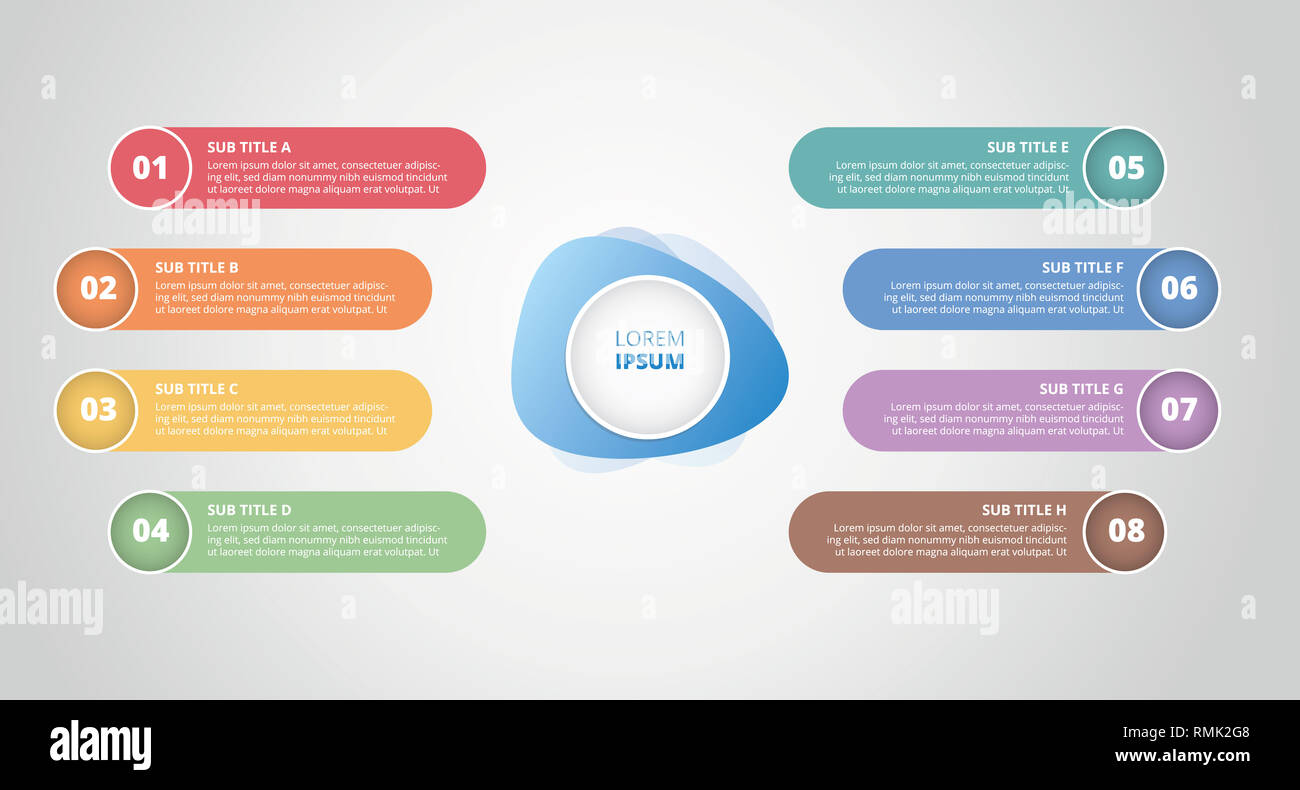 infographic 8 step process list with center title banner - vector ...