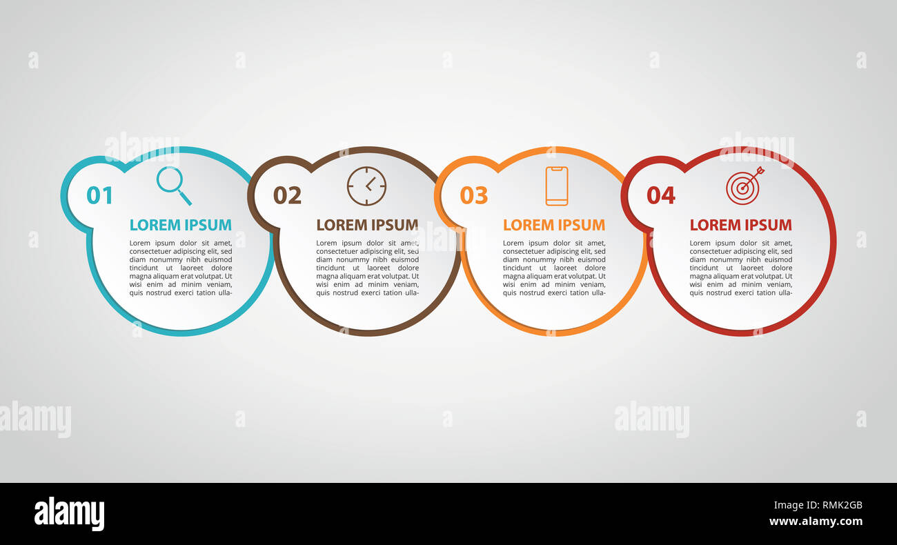 infographic 4 data template process horizontal process list step ...