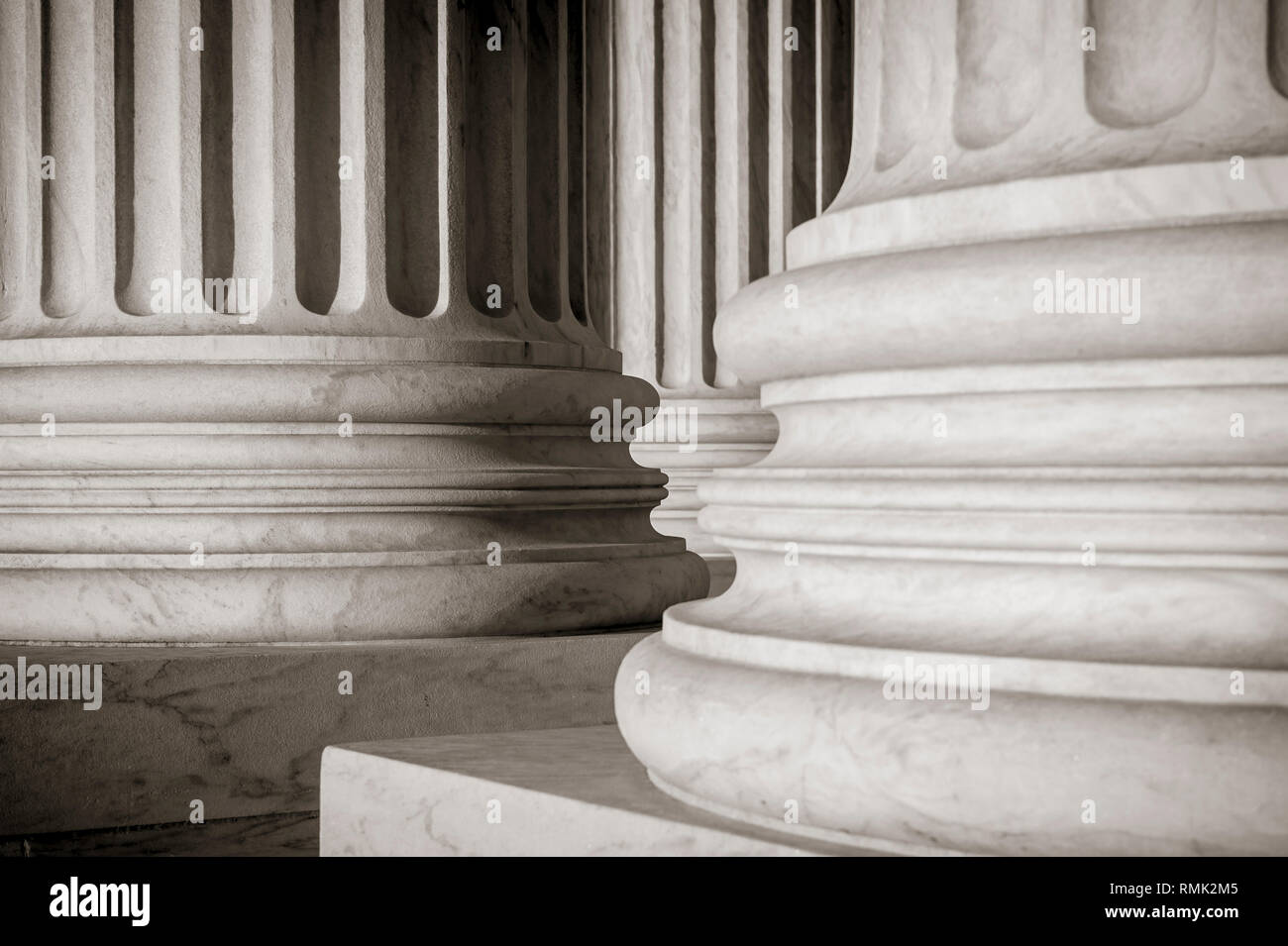 Abstract close-up of the neoclassical white marble fluted columns at ...