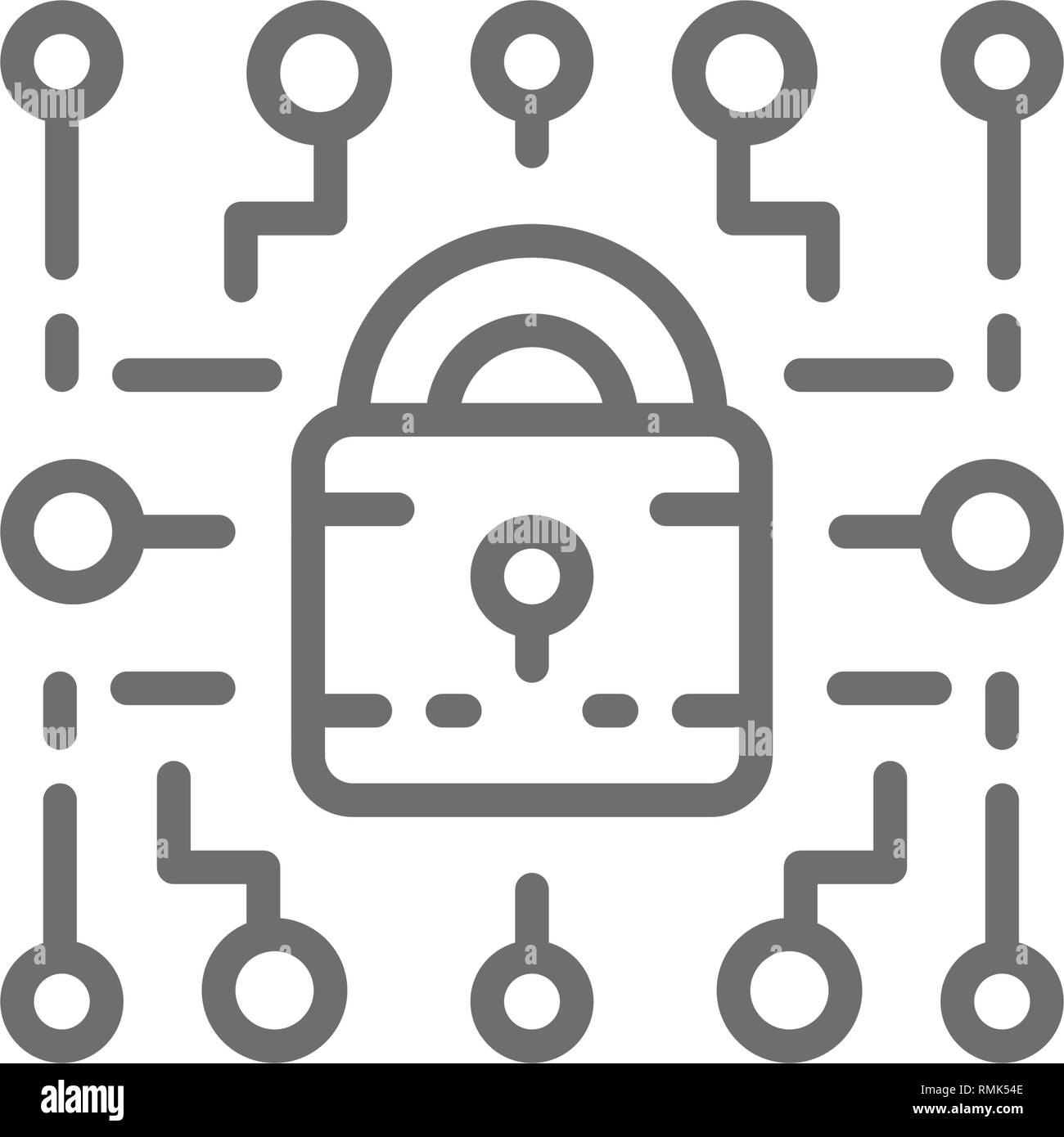 Cyber lock, web security, cryptography line icon Stock Vector Image ...