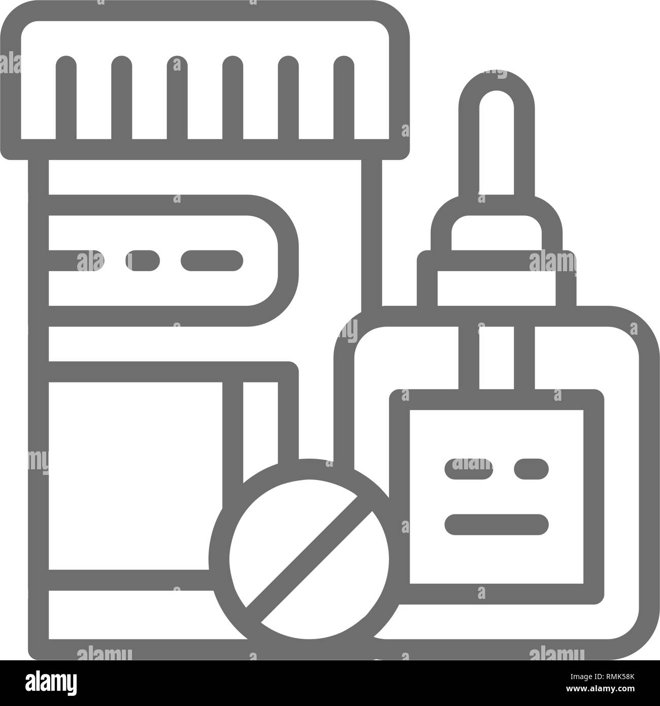 Medicine bottle and pills, medical drops line icon Stock Vector Image ...