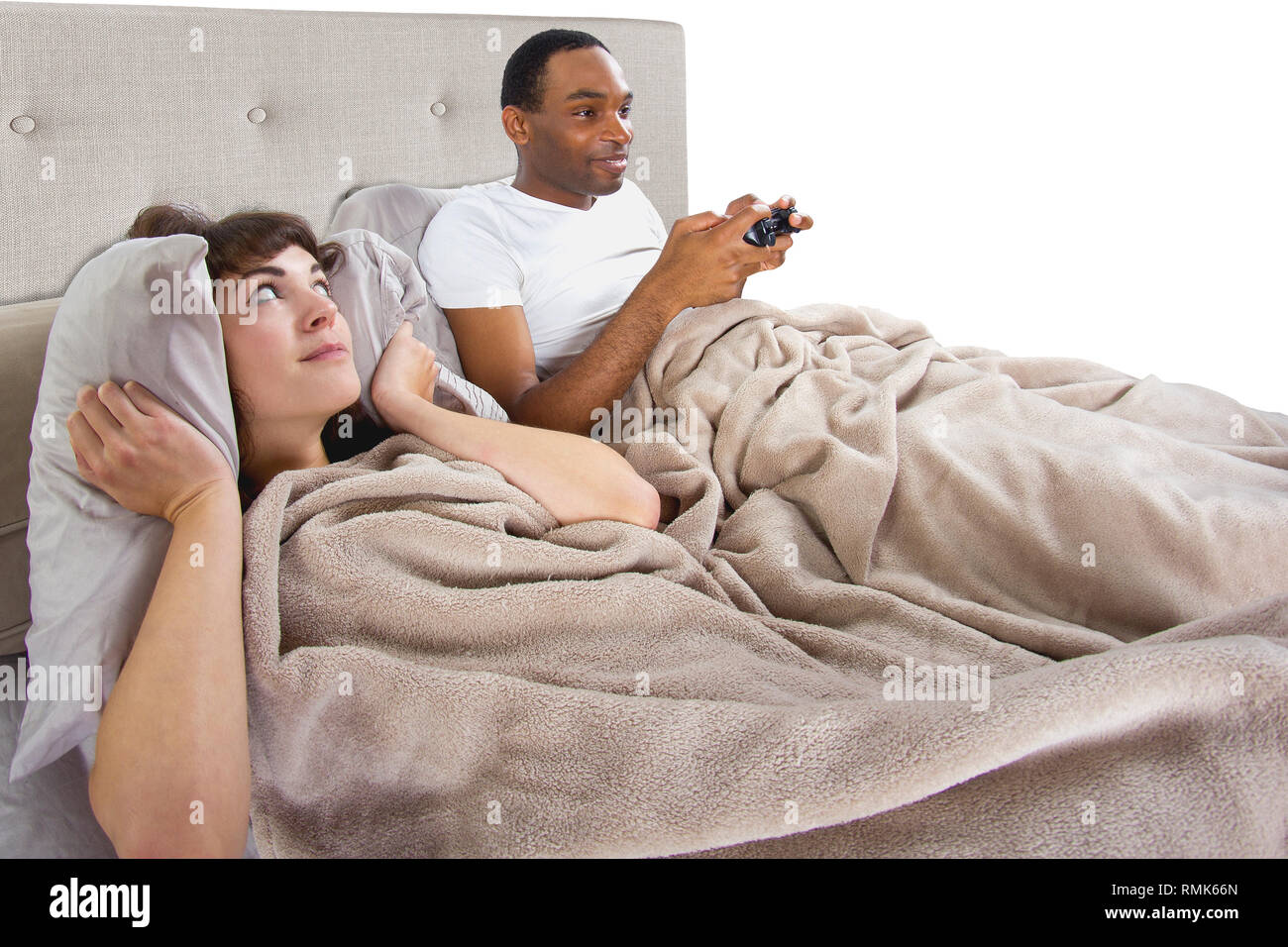 Tired female gamer playing video games hi-res stock photography and ...