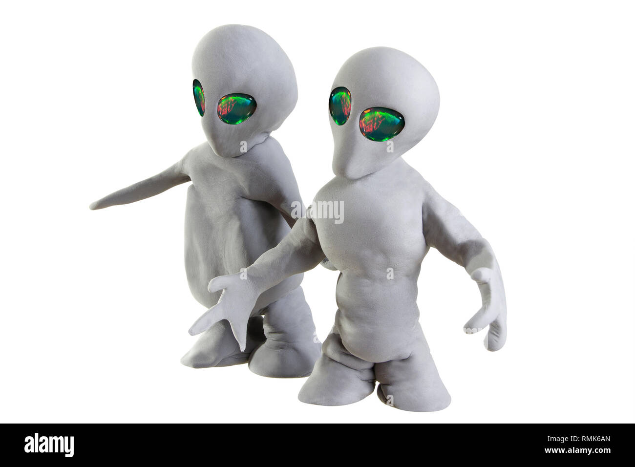 gray alien made of clay on a white background Stock Photo - Alamy