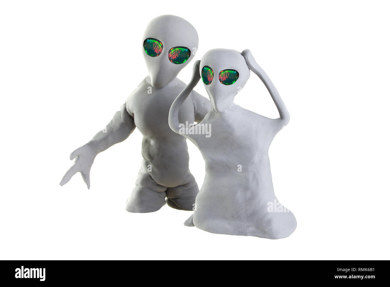 gray alien made of clay on a white background Stock Photo - Alamy
