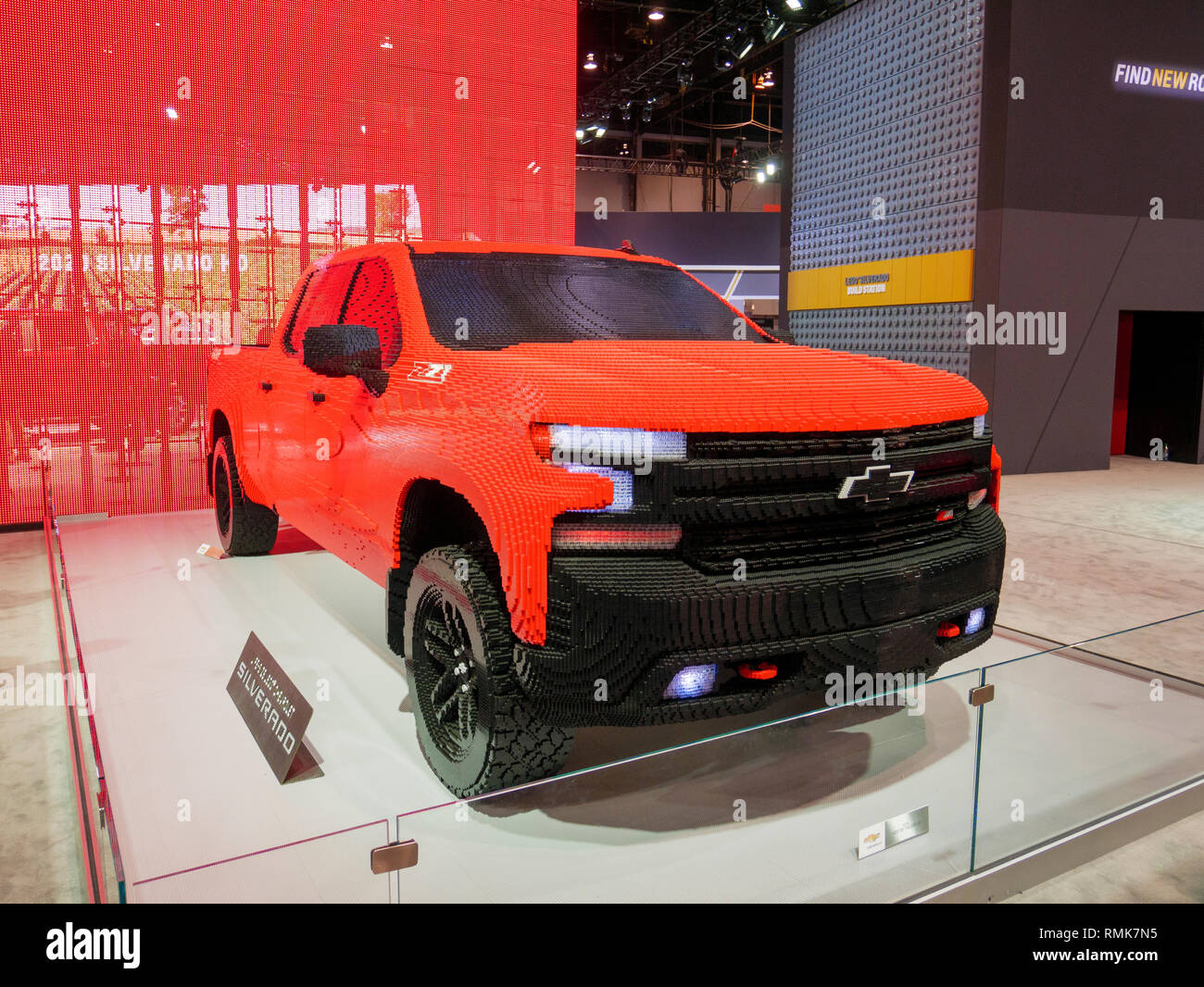 Model of 2019 Chevrolet Silverado pickup truck built with Legos Stock ...