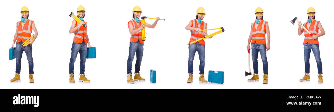 Industrial worker isolated on white Stock Photo - Alamy